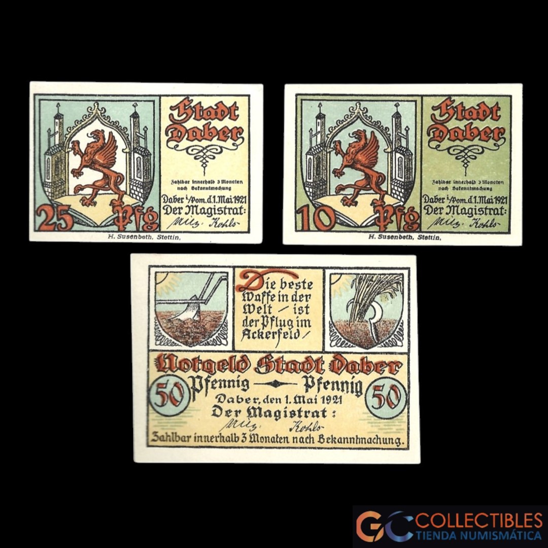 Lote 1045 – Alemania (Daber – Polonia) x 3 – 10, 25 y 50 Pf. 1921 – GC ...